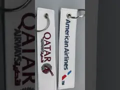 Americans Airlines+Qatar Airways White Embroidery Keychain