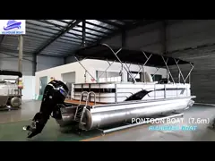 China Safety Luxury Watersports Fishing Pontoon Boats 21ft With 7-9 People Capacity for sale