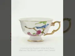 China White Gold Rim Afternoon Tea Set With Cups And Saucers Porcelain Teapot And Cup Set for sale