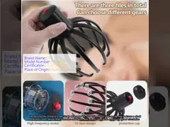 Massaggiatore capelluto con artiglio di polpo nero Massaggiatore capelluto elettrico di polpo portatile