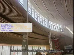 Museum 3D Radius Curved Metal Ceiling Baffle Soundproofing Woodgrain Wall Acoustic Panels