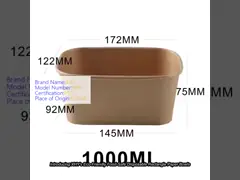 Eco-Friendly Food-Safe Disposable Rectangle Paper Bowl for Takeaway