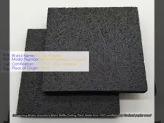 Black baffle Ceiling Tiles Wood Wool Cement Acoustic Panels Soundproofing Board