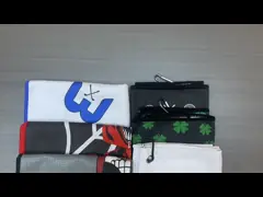 China Microfiber Waffle Sublimation Printing Custom logo Magnetic Microfiber Golf Towel with Magnet Landing Pad Golf Towel Clip for sale