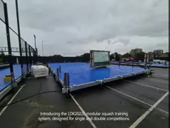 China Modular Outdoor Squash Court Customized Design Anti Slip Wear Resistant Wood Flooring With 12mm Tempered Glass for sale