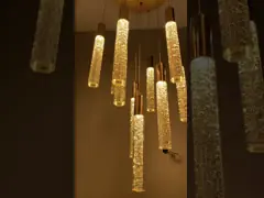 China Modern Luxury Interior Hotel Stair Pendant Lamp Gold / Black Crystal Stick Design for sale