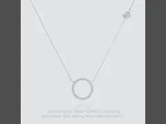 Gold Plated S925 Silver Circle Pendant CZ Necklace for Women 925 Sterling Silver