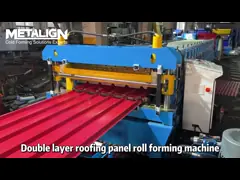 Dual-layer hydraulic cut roofing panel roll forming machine for corrugated and trapezoidal panel
