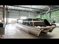 China Leisure Pontoon Boats With Bluetooth Enabled Stereo System And LED Navigation Lights for sale