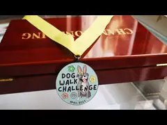 Cute Dog Walk Challenge Metal Medal