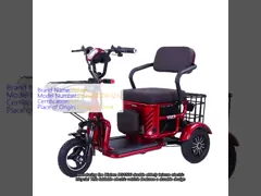China Cross Border Double Elderly Leisure Electric Tricycle Folding Electric Vehicle for sale