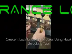 Crescent lock unlocking process using hook unlocking tool