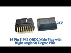 China OBD2 OBDII J1962 Male Connector Plug 16 Pin With Right Angle 90 Degree Pins Gold Plating for sale