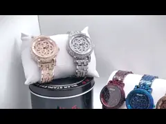 China New Internet-Famous "Fortune Turns" Dual Rotating Dial Women's Quartz Diamond Waterproof Wrist Watch for sale