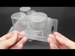 China Custom 3 Cavity Disposable Clear Round PVC Plastic Accessories Clamshell Packaging With Handle Holes for sale