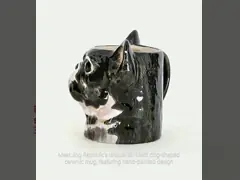 Best Selling cute earthenware 3d black dog shaped Animal Ceramic Mugs Design with 3D handpaint
