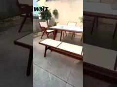 China Outdoor Courtyard Villa Chairs and Tables Garden Open-Air Balcony Leisure Rattan Dining Furniture Set with Plastic Wood Table for sale