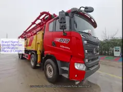 Used SANY 62m Concrete Pump Construction Machine China Export Second-Hand Pump Truck
