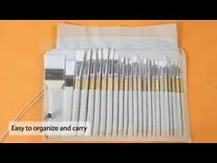 China 24 Pieces Art Brushes Set Wooden Handles Paint Brushes With Canvas Brush Case for sale