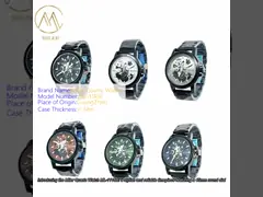 China Waterproof Black Bezel Quartz Men watch with 6 Case Colors Option for sale