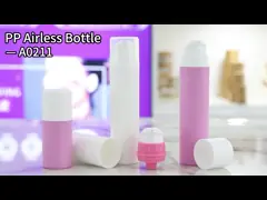 China A0211 15ml 30ml 50ml Round Shape Elegant Plastic Airless Pump Lotion Bottle Pink  Snap On Design Pump for sale