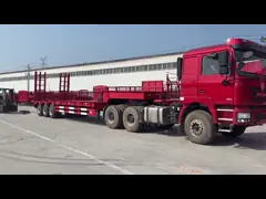 China 60-100 Ton Heavy Duty Bulldozer Cargo Transporting Low Bed Low Profile Retractable Trailer for sale