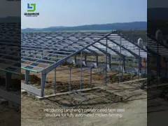 China Prefabricated Agriculture Automated Poultry House Steel Structure Building Poultry Farming Animal Shed Chicken Cow House Semi-Open for sale