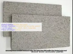 Resturant Ceiling Tile RAL Grey Wood Wool Cement Acoustic Baffles Soundproofing Board