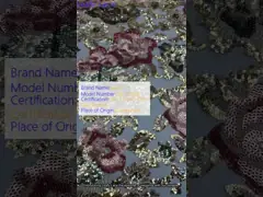 Leafy Sequin Embroidery Fabric Durable and Elegant Colorful Sequin Luxary Embroidery Lace Fabric Wedding Party Occasions High Quality Embroidery Fabric