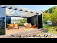 Waterproof Motorized Aluminium Pergola Remote Control Outdoor Grey Pergola for Swimming Pool