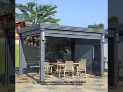China Remote Control Roof + Privacy Curtain | Metal Pergola with Retractable Roof for sale