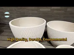 Indoor Decoration Fiber Clay Planter with Texture Surface and No Drainage Holes