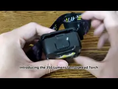 350 Lumens Hands-Free Head Torch With Focus COB Flood Beam Red Warning Lamp