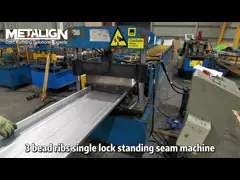 24 gauges 3 bead ribs single lock standing seam roll forming machine
