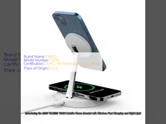 T269C 무선 급 충전기 야간 빛과 ABS 진크 합금 지원 애플 및 삼성 휴대 전화 받침대