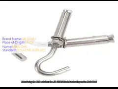 China Hook Anchor Expansion Metal Bolt Heavy Duty Closed  Sleeve A286 18-8 Stainless Steel Plain for sale