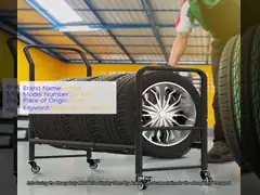 China Heavy Duty Iron Display Stand 43.3 Inch  Transport Trailer Rolling  Car Tire Display Stand for sale
