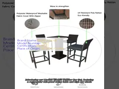 Classic outdoor bar balcony table and chair combination garden rain-proof rattan leisure bistro high table and bar stool