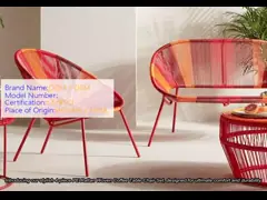 Appealing Design PE Rattan Woven Coffee Table Chair Hot Sale Best Design Colorful Furniture Set Tempered Glass Tabletop