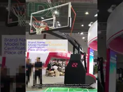 Black Hydraulic Basketball Stand Adjustable Basketball Hoop With Glass Backboard