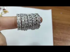 Unique Prong Colorful Cubic Zircon Accessories Women 925 Sterling Silver Eternity Band Ring