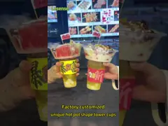 China New Function 2 in 1 PP Snack and Drink Cup Disposable Plastic Cup with Snack Bowl on Top for Hot Pot Milk Tea Ice Snacks for sale