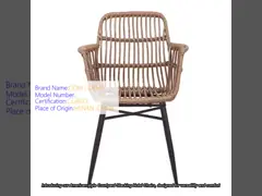 American style Courtyard Stacking Hotel Aluminum Frames Rattan Wicker Restaurant Balcony Dining Garden Outdoor Chairs