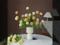 China Simulate 5 Spring Dandelion Ball Chrysanthemum Fake Flowers Home Wedding Decoration Props Decoration Ornaments Advanced Touching Bouquet Creation for sale