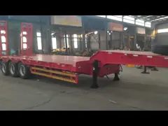 3 Axle Lowbed Truck Low Bed Flatbed Semi Trailer for Transporting Cargo and Excavator