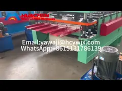 China Galvanized Roofing Sheet Roll Forming Machine with 15m/min Speed, 45# Steel Quenching and Plating Rollers, and 380V 50Hz 3Phases Power for sale