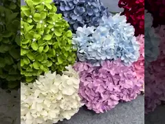 China Artificial hydrangea with leaves, artificial flower wedding setting, wedding signage decoration, home placement for sale