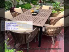 Outdoor Table And Chair Villa Courtyard Garden Leisure Terrace Plastic Wood Table Combination Of Outdoor Rattan Table