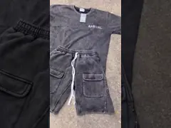 custom acid wash t-shirt and shorts set