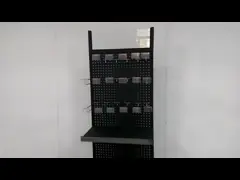 China Free Standing Exhibitions Metal Display Stand Peg Board Display Rack With Wheels for sale